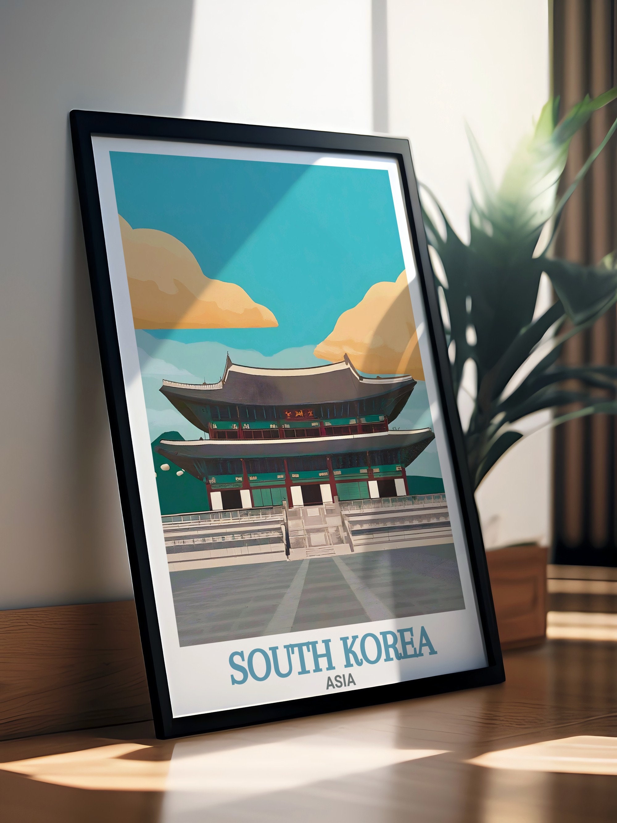 South Korea Travel Poster Gyeongbokgung Palace and Asia Decor ...