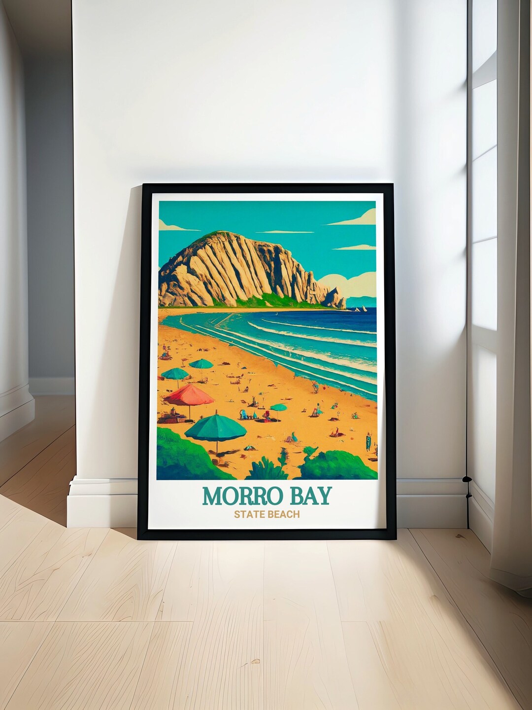 Morro Bay State Beach Travel Art - Morro Strand State Beach Artwork ...
