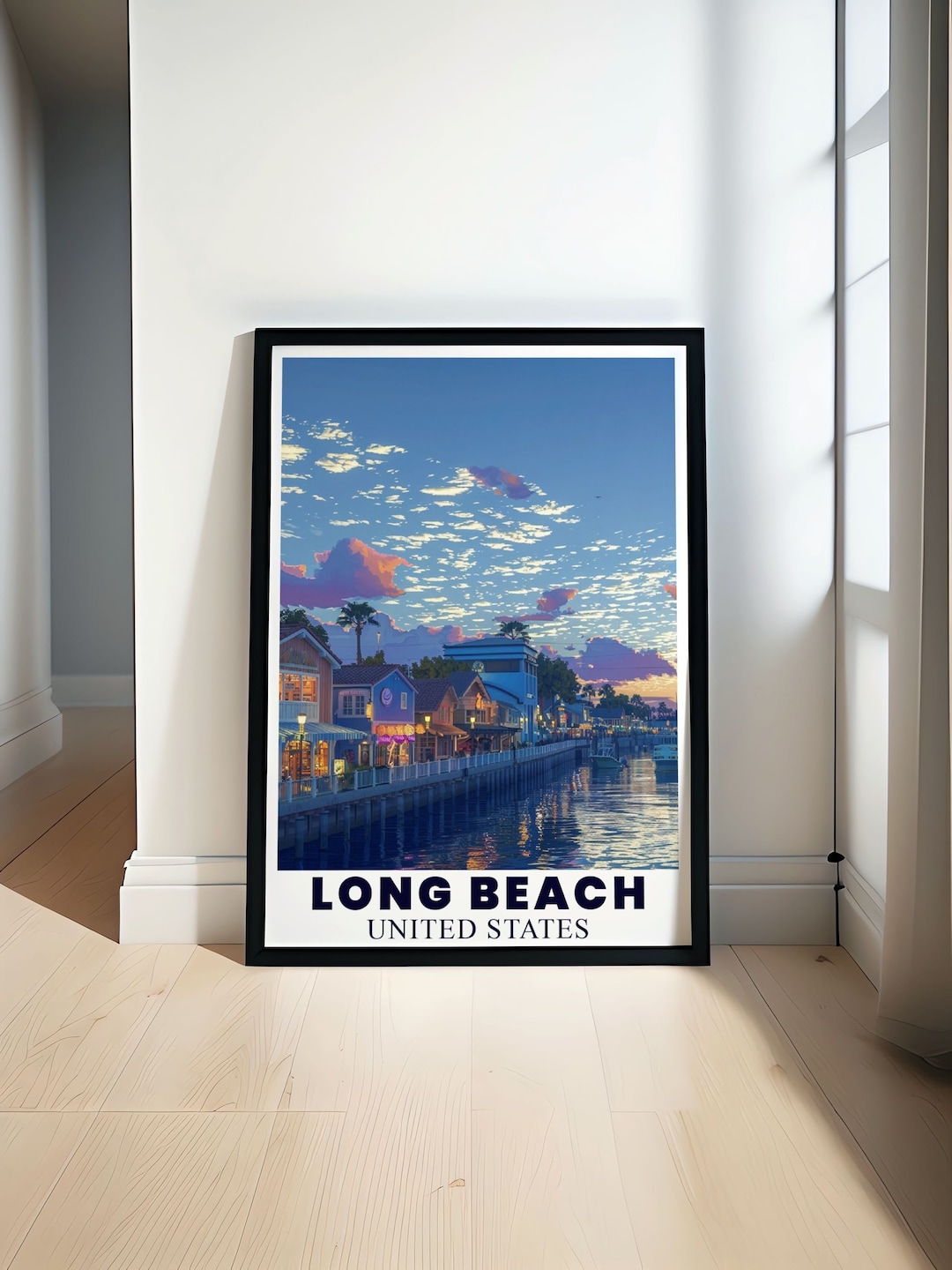 Long Beach Poster - Framed Shoreline Village Print - Long Beach Canvas ...