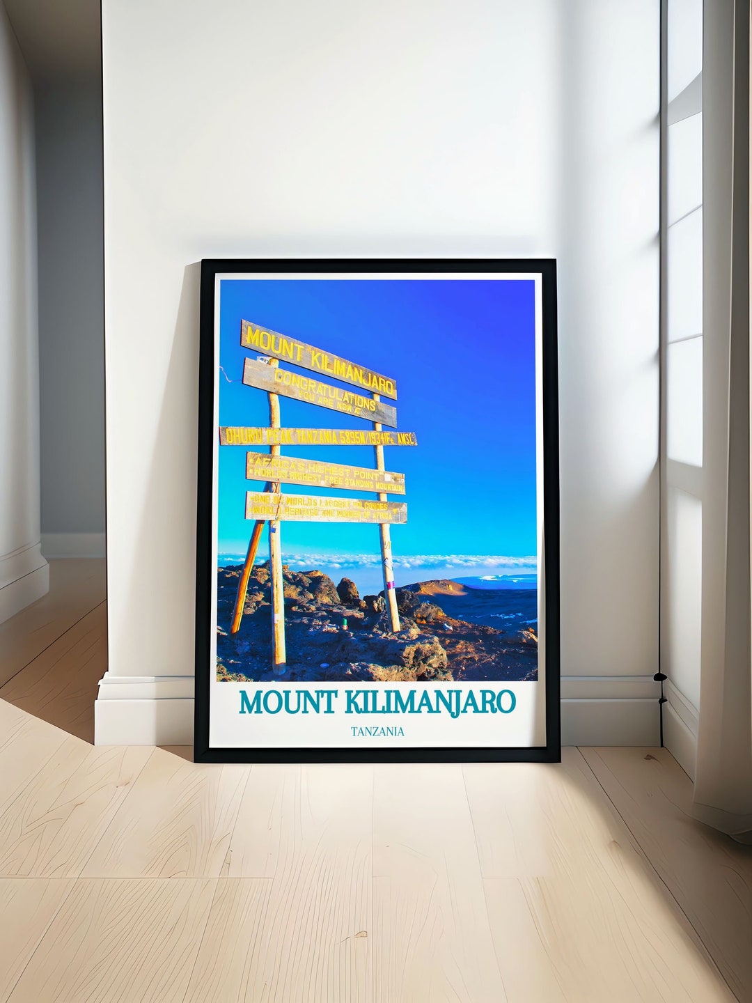 Mount Kilimanjaro Poster & Uhuru Peak Art for Nature Lovers - African ...