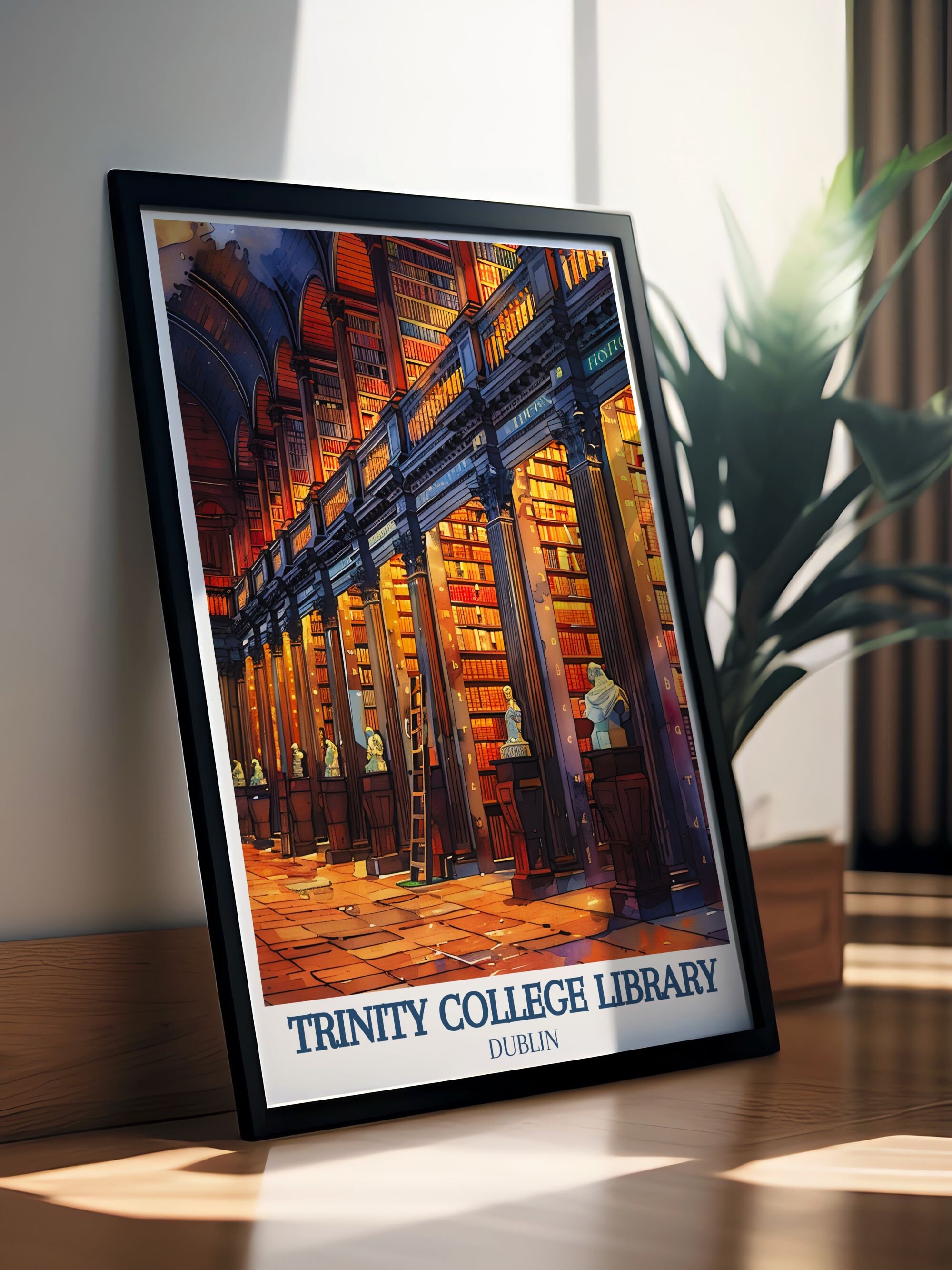 Trinity College Library Travel Poster Long Room and Book of Kells ...