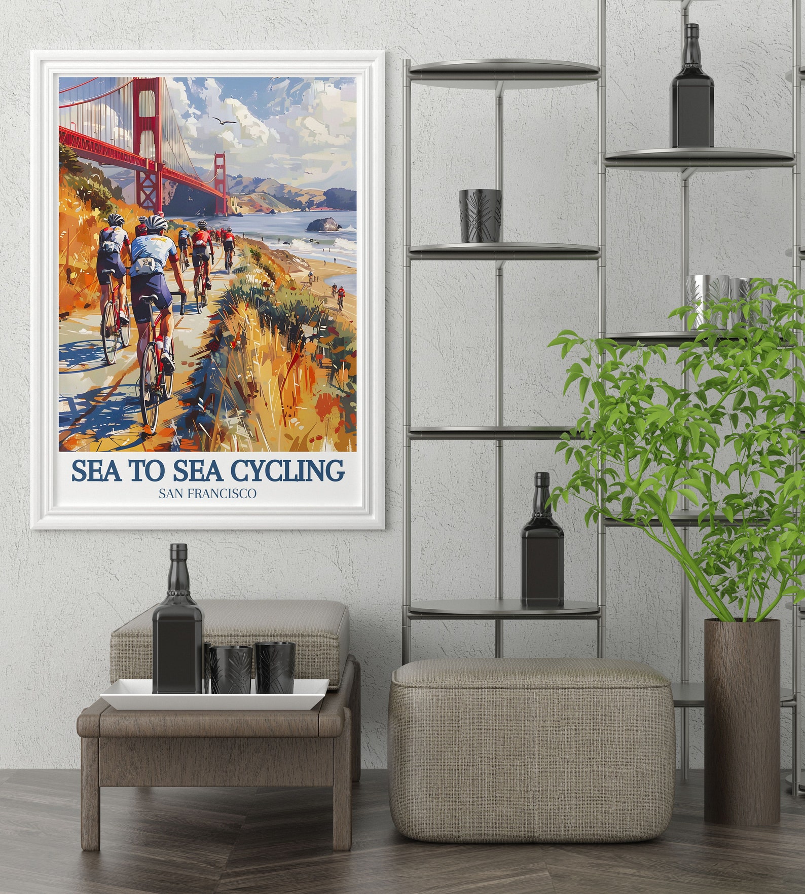 Sea-to-sea Cycling Print - Golden Gate Bridge Poster - C2C Cycling ...