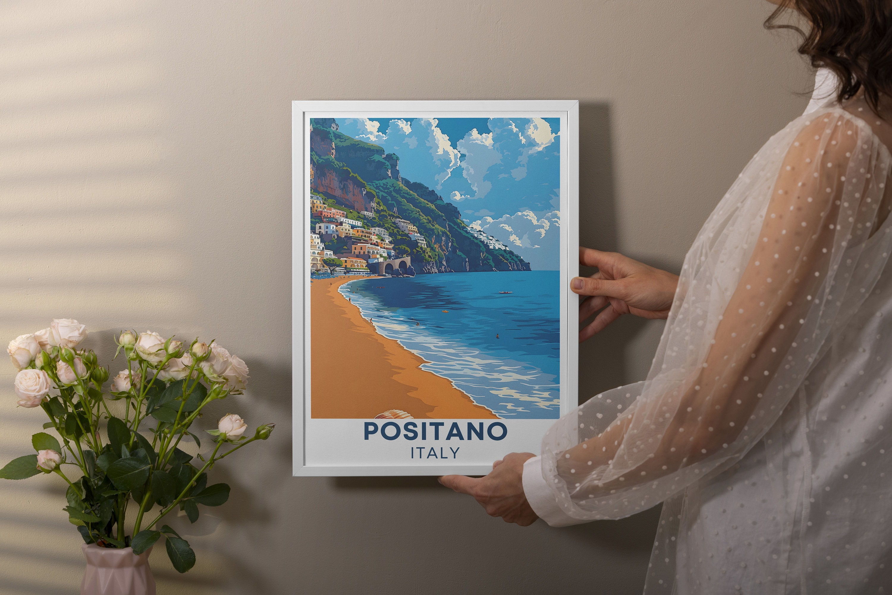 Positano Art Print Spiaggia Grande Print Positano Prints Italy Wall Art ...