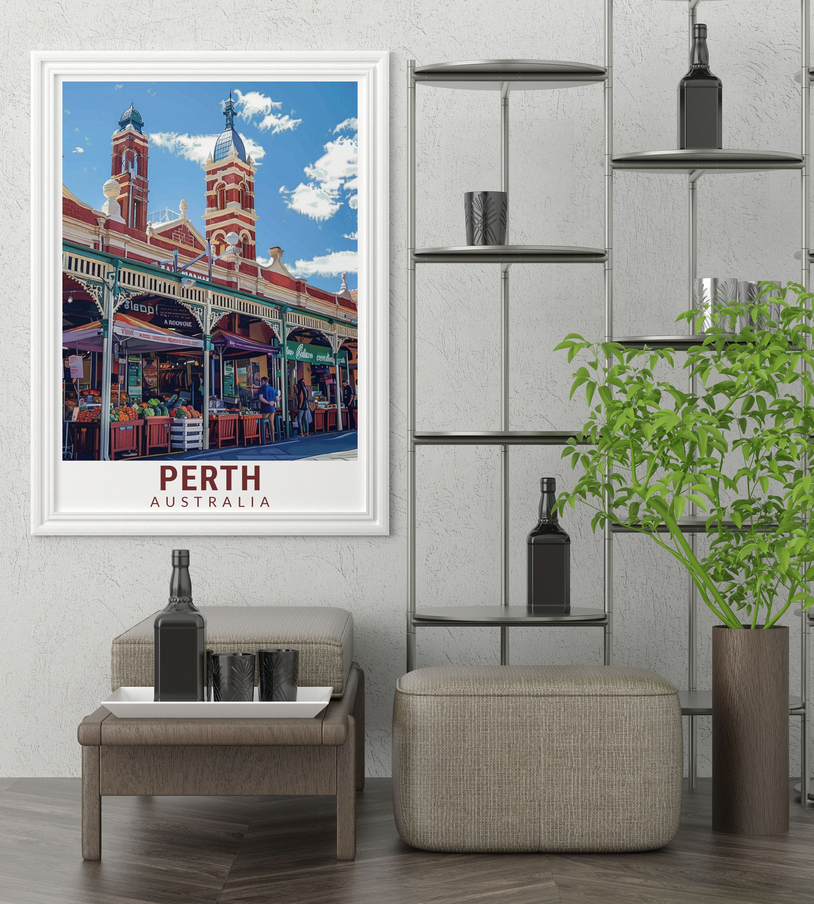 Perth Poster - Framed Posters Perth - Freemantle Markets Art - Perth ...