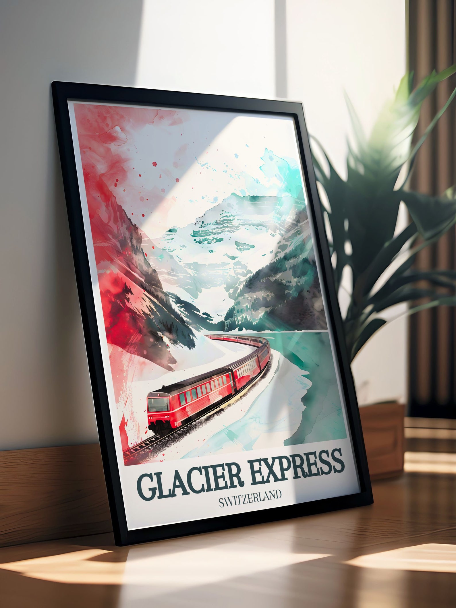 Glacier Express Train Travel Poster Oberalp Pass Art Glacier Express ...