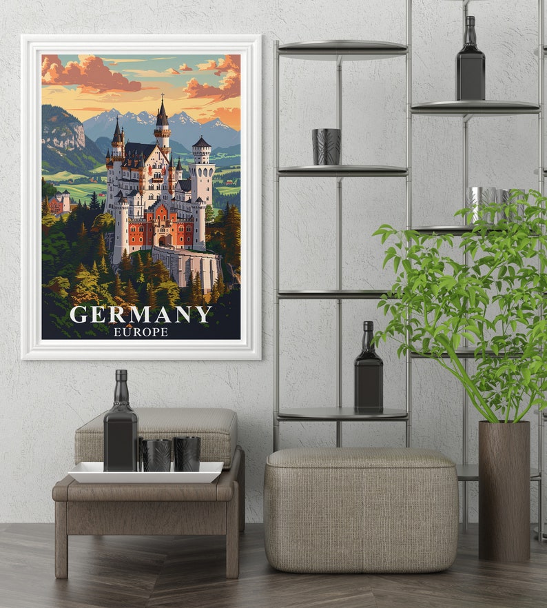 Germany Prints Neuschwanstein Castle Art and Europe Travel Poster ...