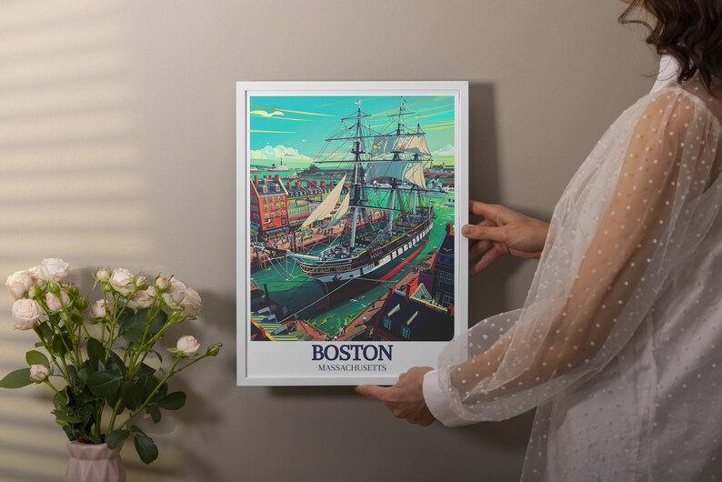 Boston Poster - Framed USS Constitution Print - Boston Harbor Canvas ...
