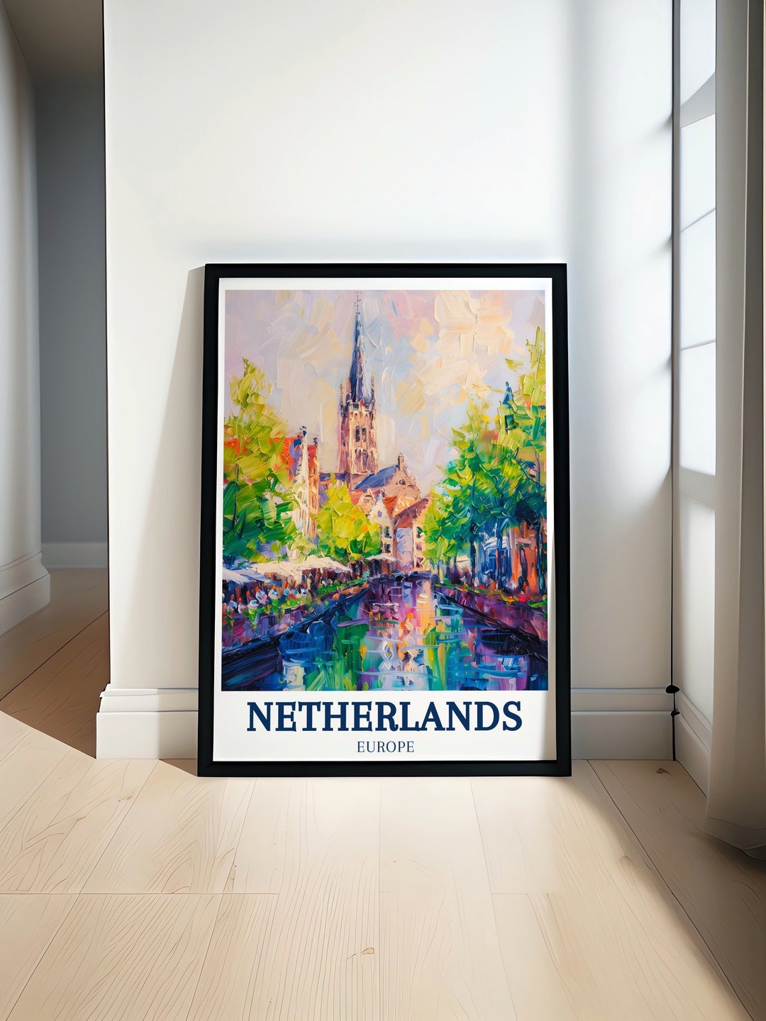 Netherlands Travel Poster - Delft New Church Travel Poster ...