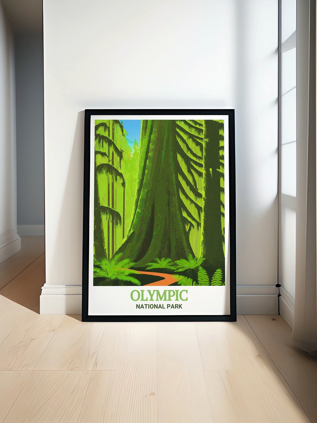 Olympic National Park Travel Poster Hoh Rain Forest Scenic Print Lush ...