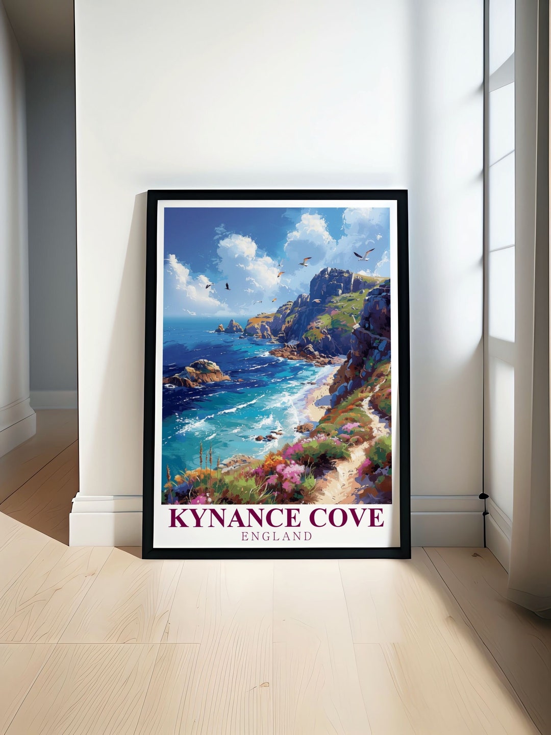 Kynance Cove Travel Poster Rugged Cliffs Print Captivating Cornish Art ...