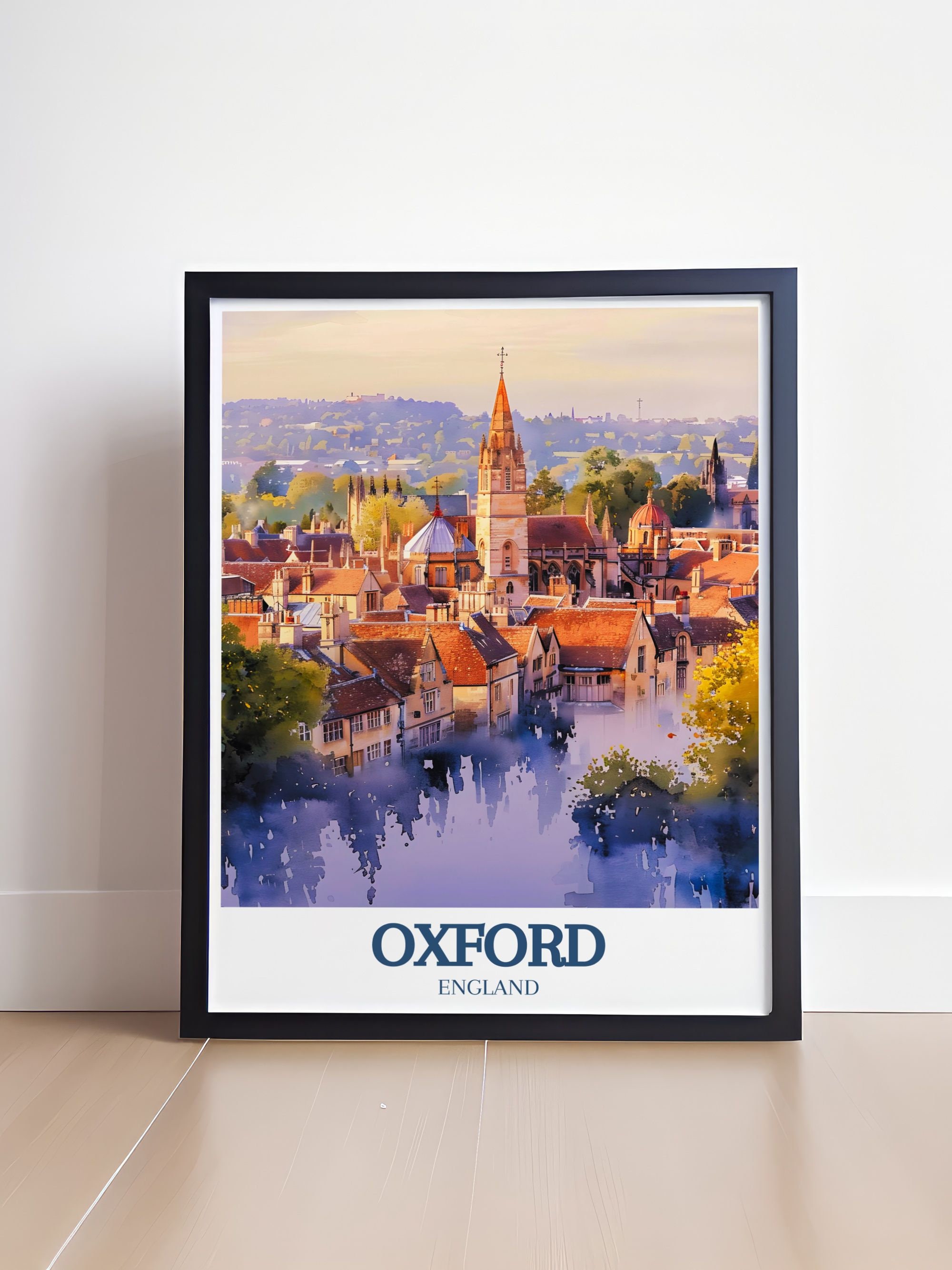 Oxford Travel Poster All Saints' Church and Lincoln College Oxford Art ...