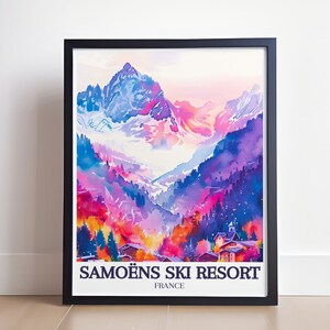 Samoens Travel Poster- Mont Blanc Grand Massif French Alps Decor - Mont ...
