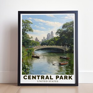 Central Park Poster - Bow Bridge Art - Central Park New York Wall Art ...