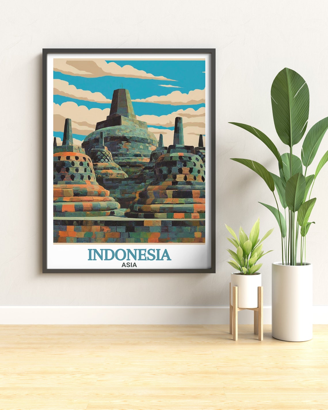 Indonesia Travel Posters Borobudur Temple Posters Indonesia Wall Art ...