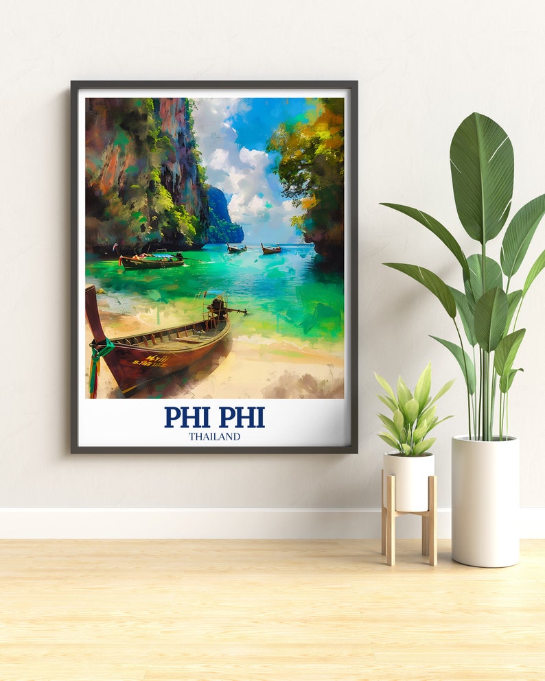 Phi Phi Travel Print Maya Bay Scenic Poster Phi Phi Ley Wall Art ...