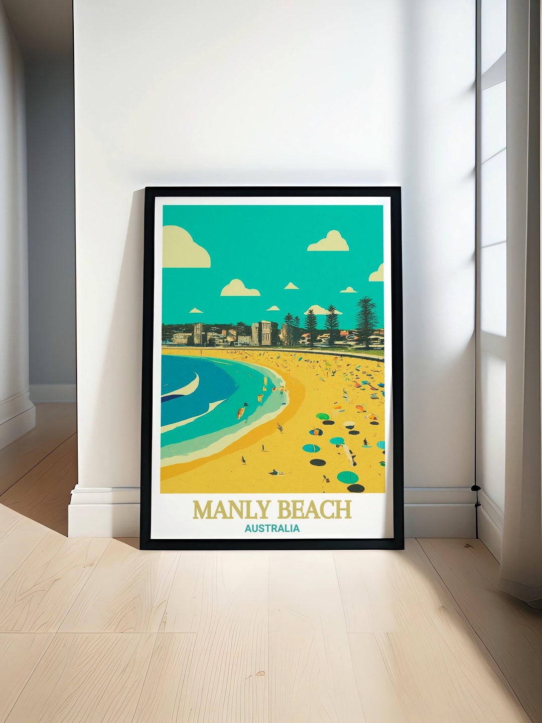 Manly Beach Art Print - Manly Beach Travel Poster - Manly Beach Poster ...