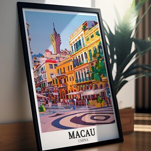 Macau Poster - Senado Square Art - Se Travel Print - Macau Art - Macau ...