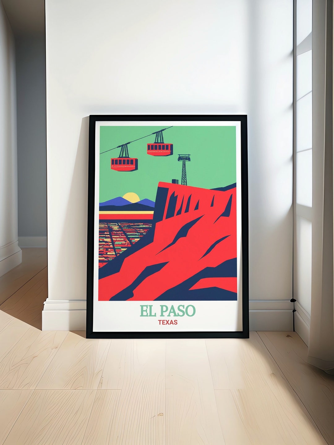 El Paso Travel Poster - Wyler Aerial Tramway Travel Art - Wyler Aerial ...