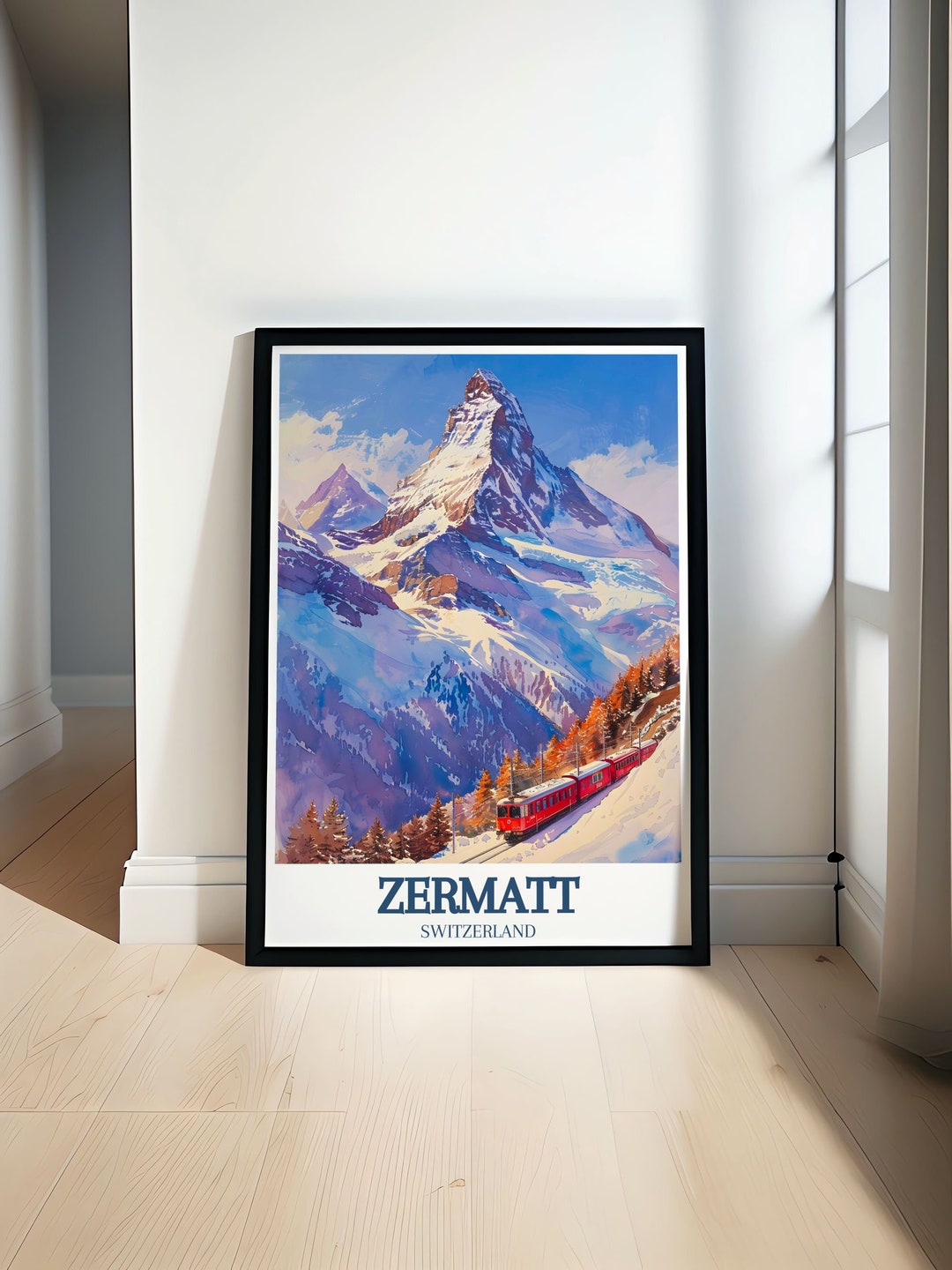 Zermatt Poster Gornergrat Railway Decor Zermatt Switzerland Wall Art ...