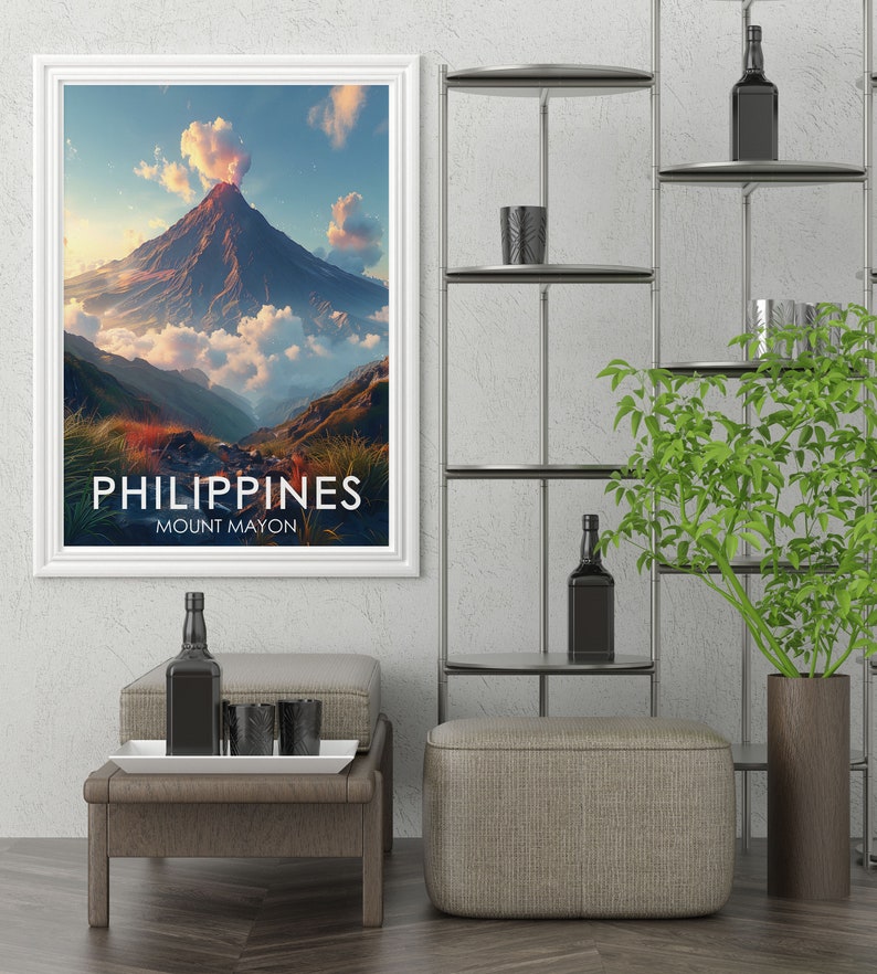 Philippines Travel Poster Mt. Mayon Art Mt. Mayon Art for Gifts Mt ...