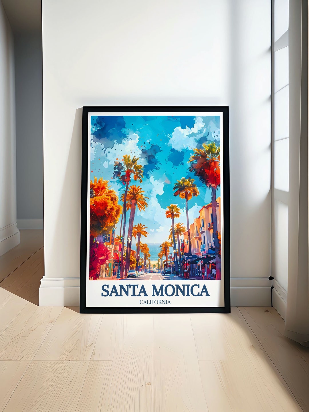 Santa Monica Poster - Santa Monica Beach - Santa Monica Skyline ...
