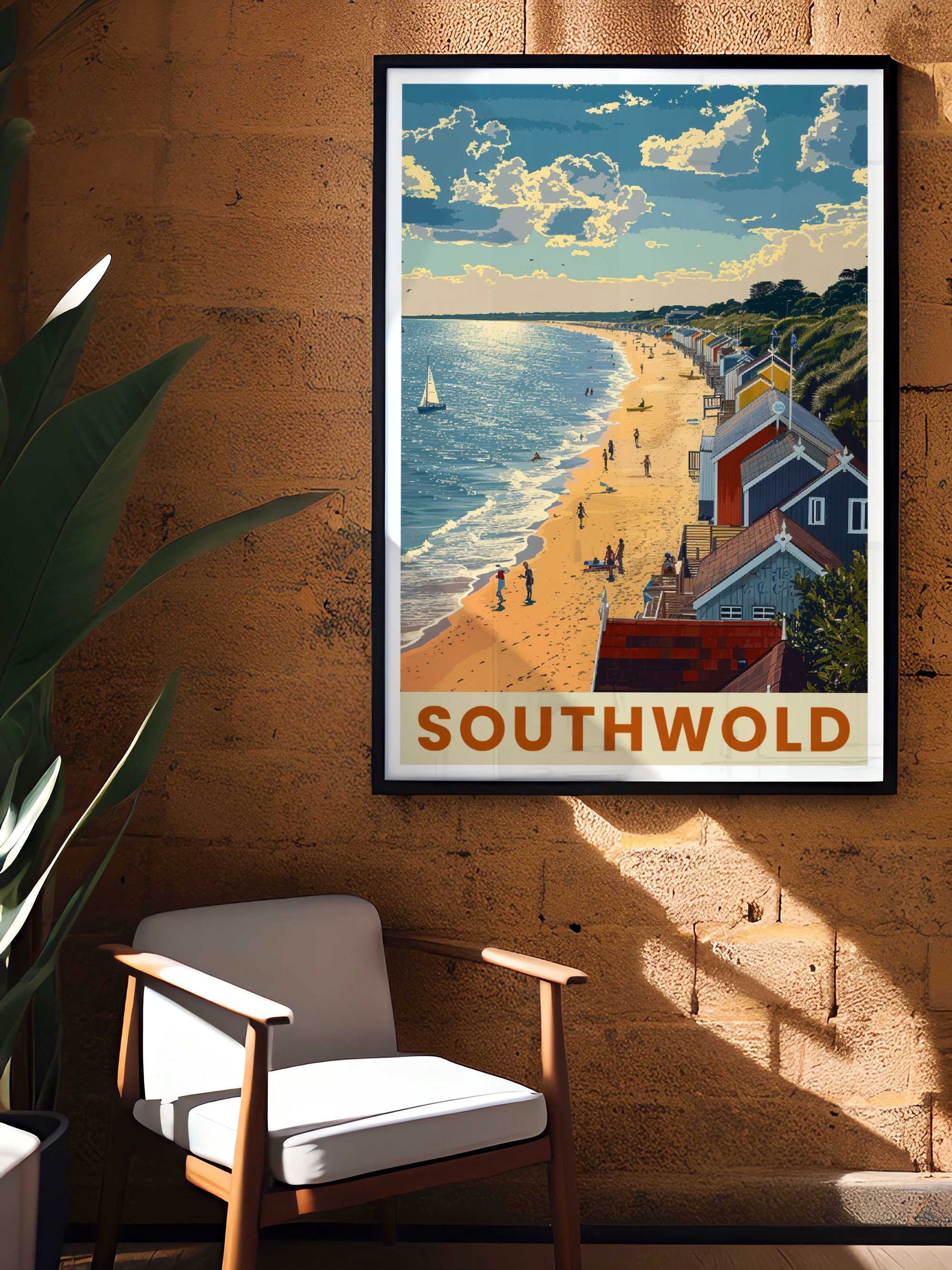 Southwold Poster and Beach Huts Art Southwold Pier and Vintage Travel ...
