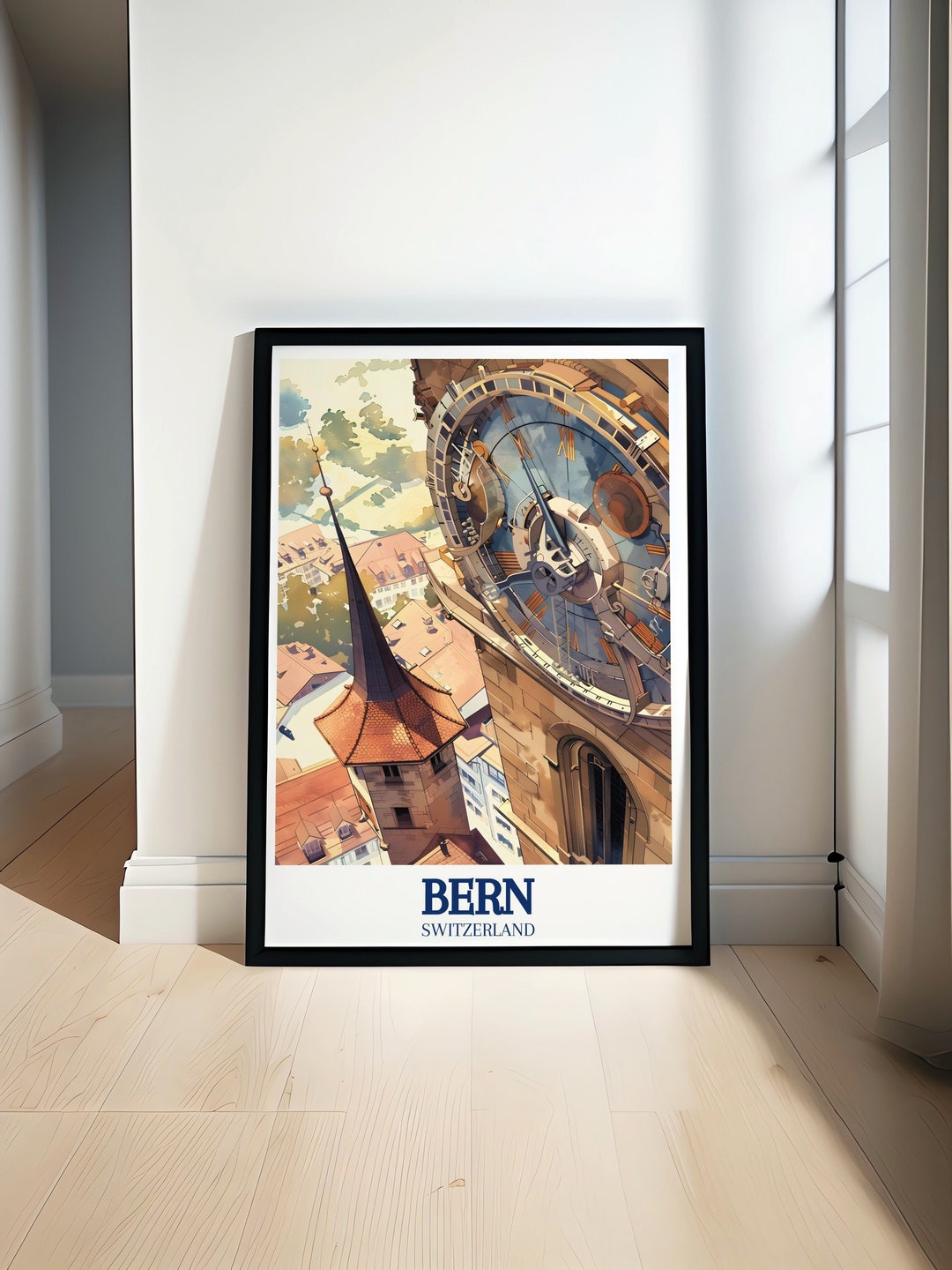 Bern Poster Collection - Clock Tower Zytglogge Art - Kramgasse Market ...
