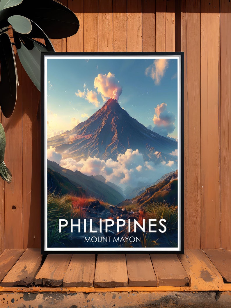 Philippines Travel Poster Mt. Mayon Art Mt. Mayon Art for Gifts Mt ...