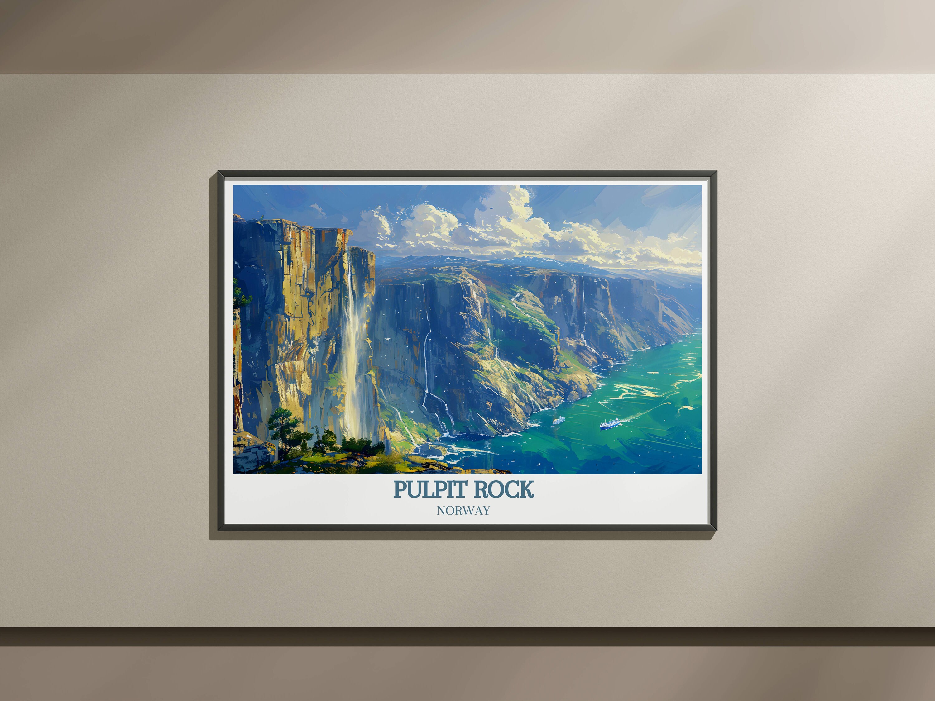Pulpit Rock Poster Lysefjord Print Series Scandinavian Travel Posters ...