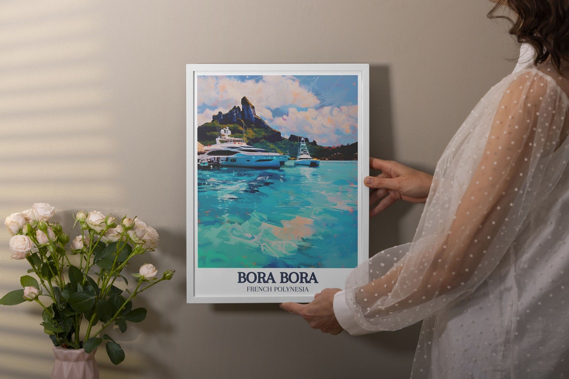 Bora Bora Travel Poster Mount Otemanu Yacht Club Travel Poster Bora Bora Wall Art Mount Otemanu ...