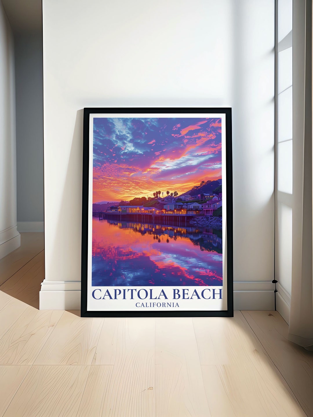 Capitola Beach Wall Art - Sunset Over Capitola Wharf Travel Poster ...