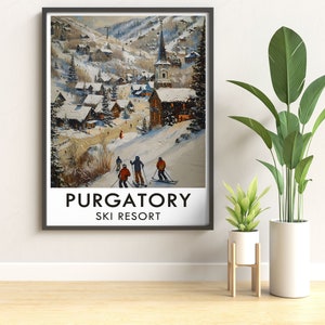 Purgatory Ski Resort Travel Poster - Skiing Artwork - Captivating USA ...