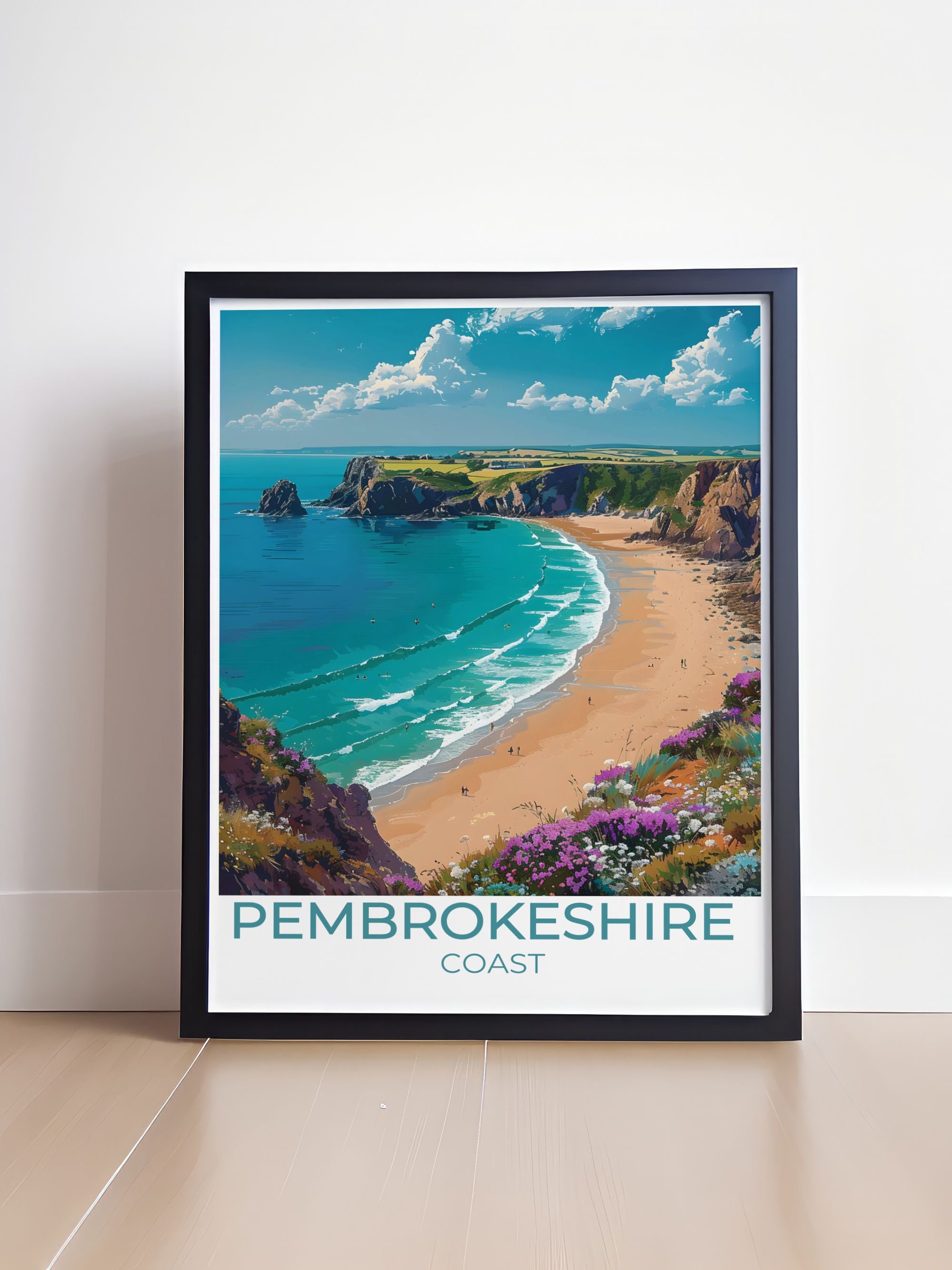 Pembrokeshire Coast National Park Travel Print - Wales Travel Poster ...