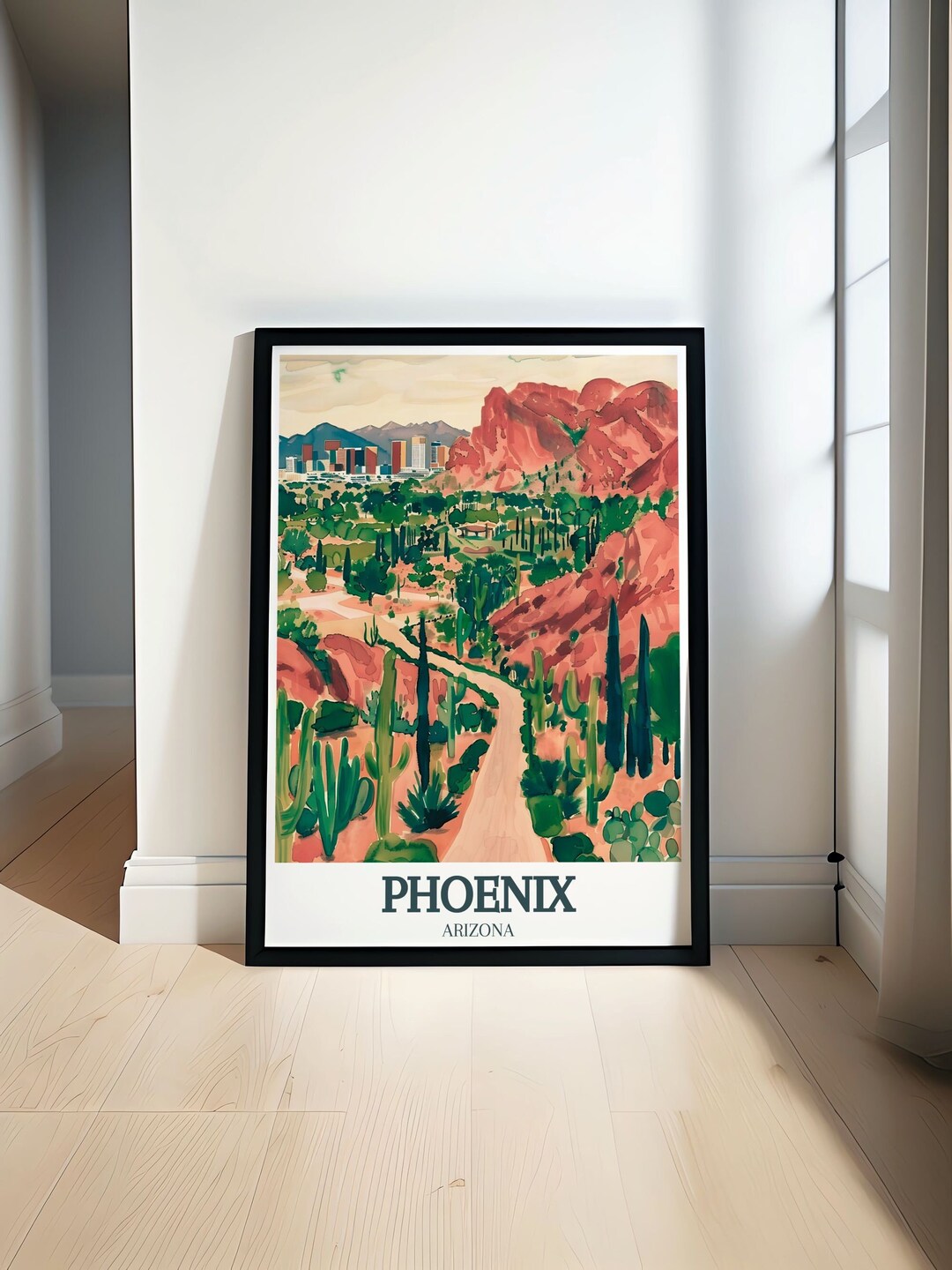 Phoenix Travel Poster - Camelback Mountain Gift - Desert Botanical ...