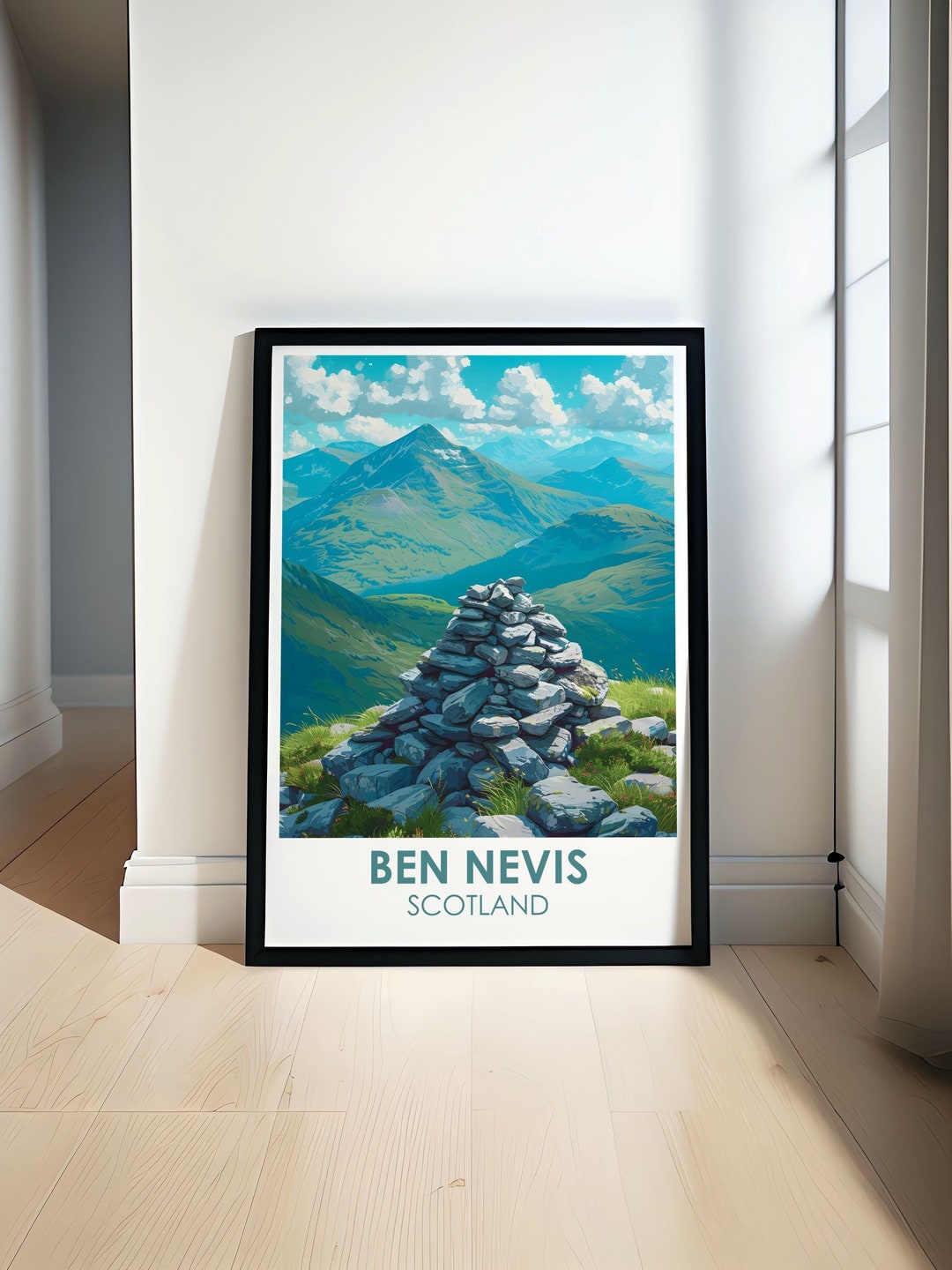 Ben Nevis Travel Poster - Framed Ben Nevis Summit Print - Ben Nevis ...