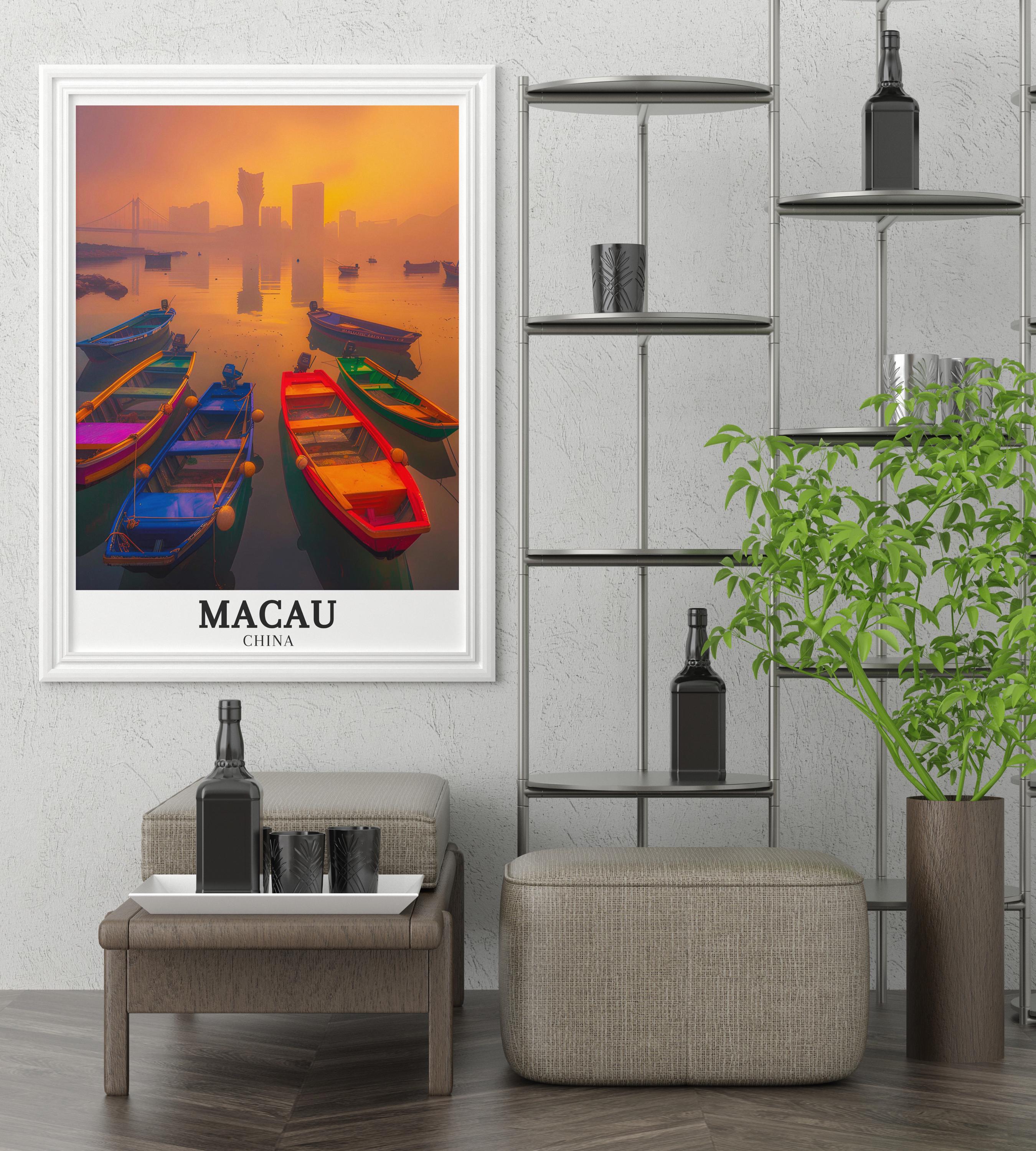 Macau Art - Macau Outer Harbour, Macau Skyline - South China Sea Poster ...