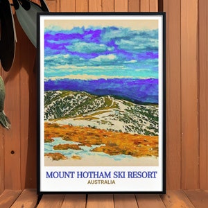 Mount Hotham Ski Resort Travel Art - Mount Hotham and Victoria Alps Art ...