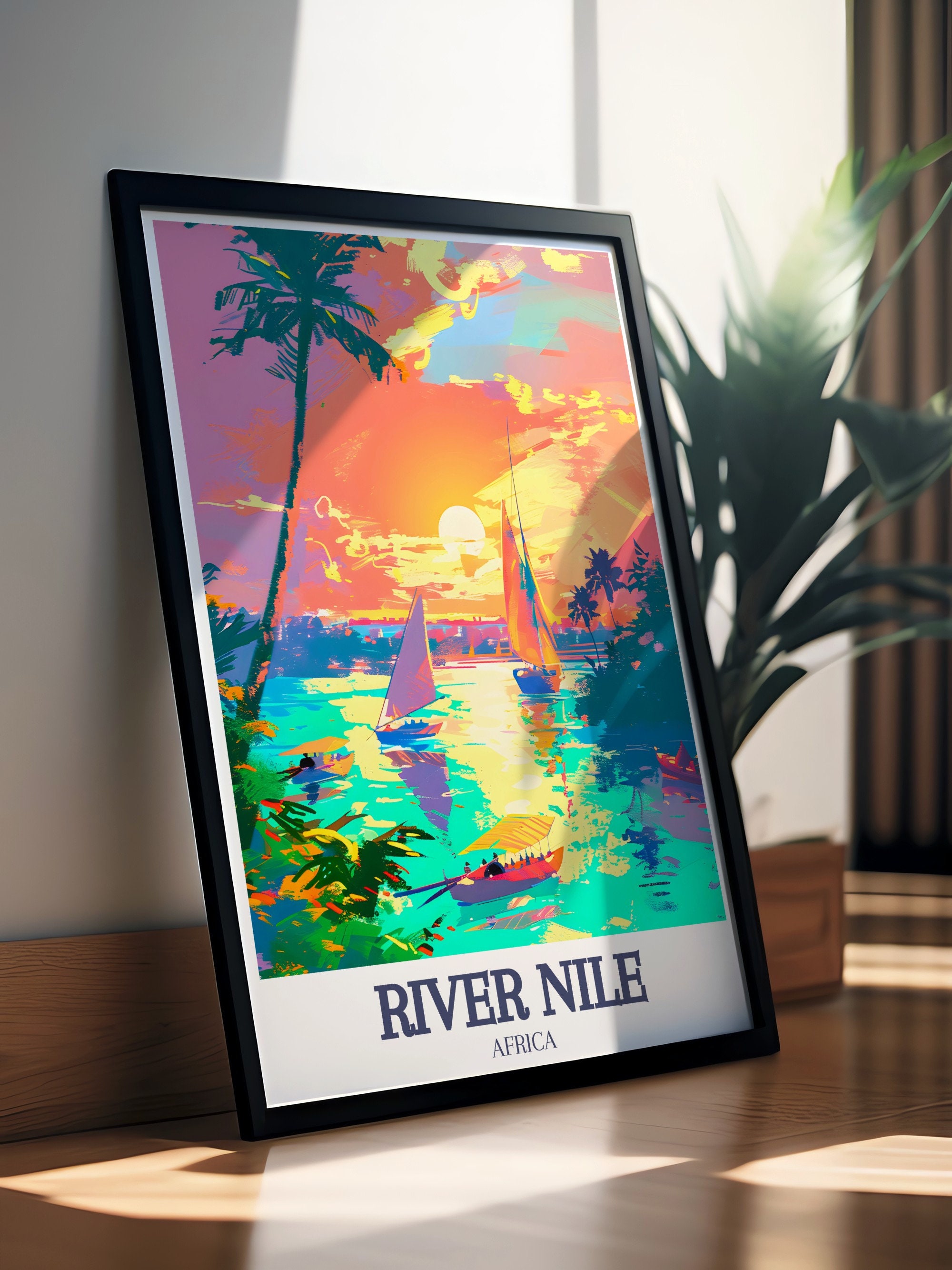 River Nile Travel Poster Luxor Wall Art Egypt Prints Nile River Decor ...