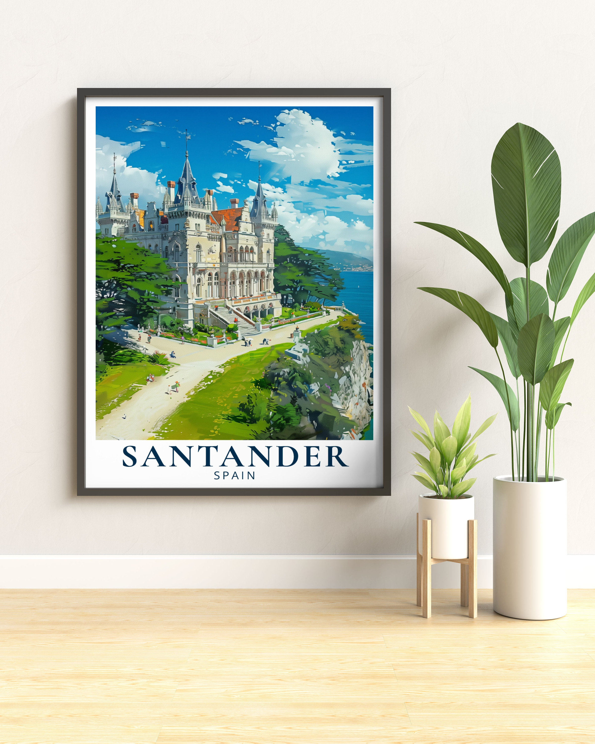 Santander Travel Poster - Palacio De La Magdalena Posters and Prints ...
