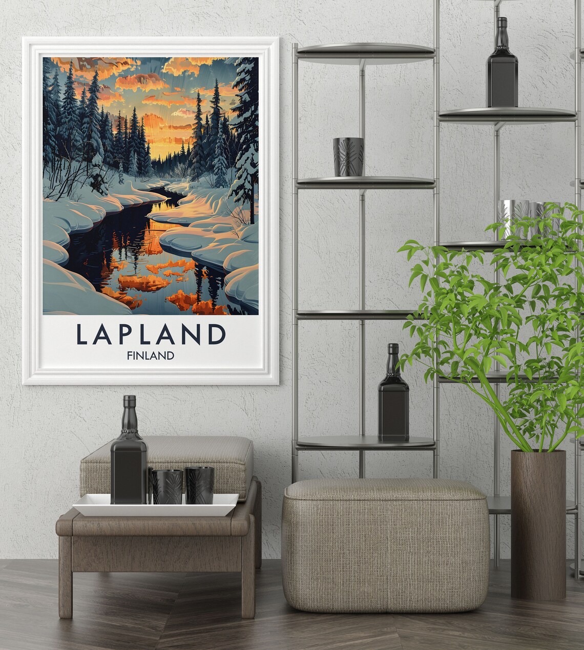 Lapland Poster Ruka Finland Travel Print Arctic Wilderness Decor Ruka ...