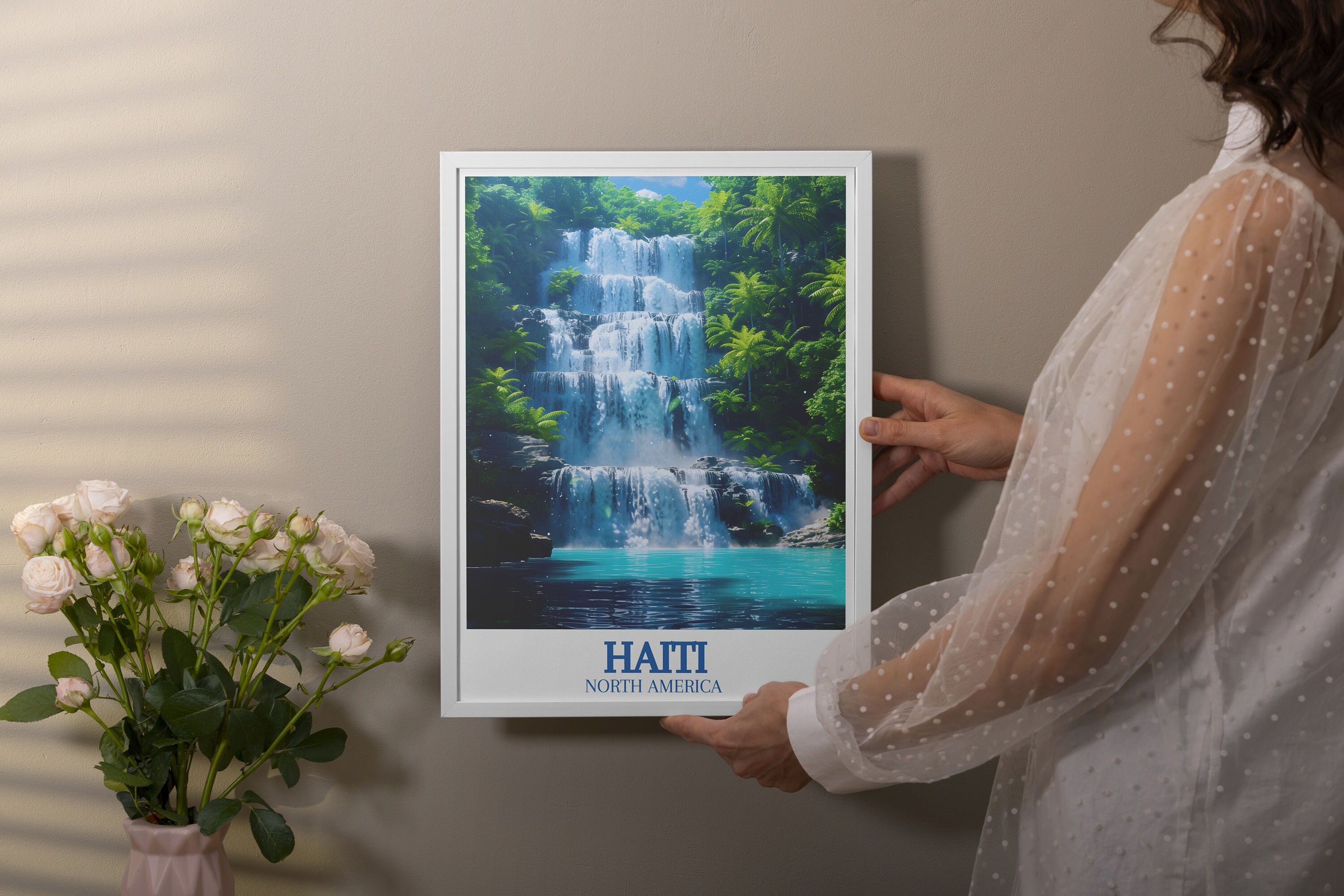 Colorful Haiti Art Print - Haiti Bassin Bleu Travel Print - Haiti ...