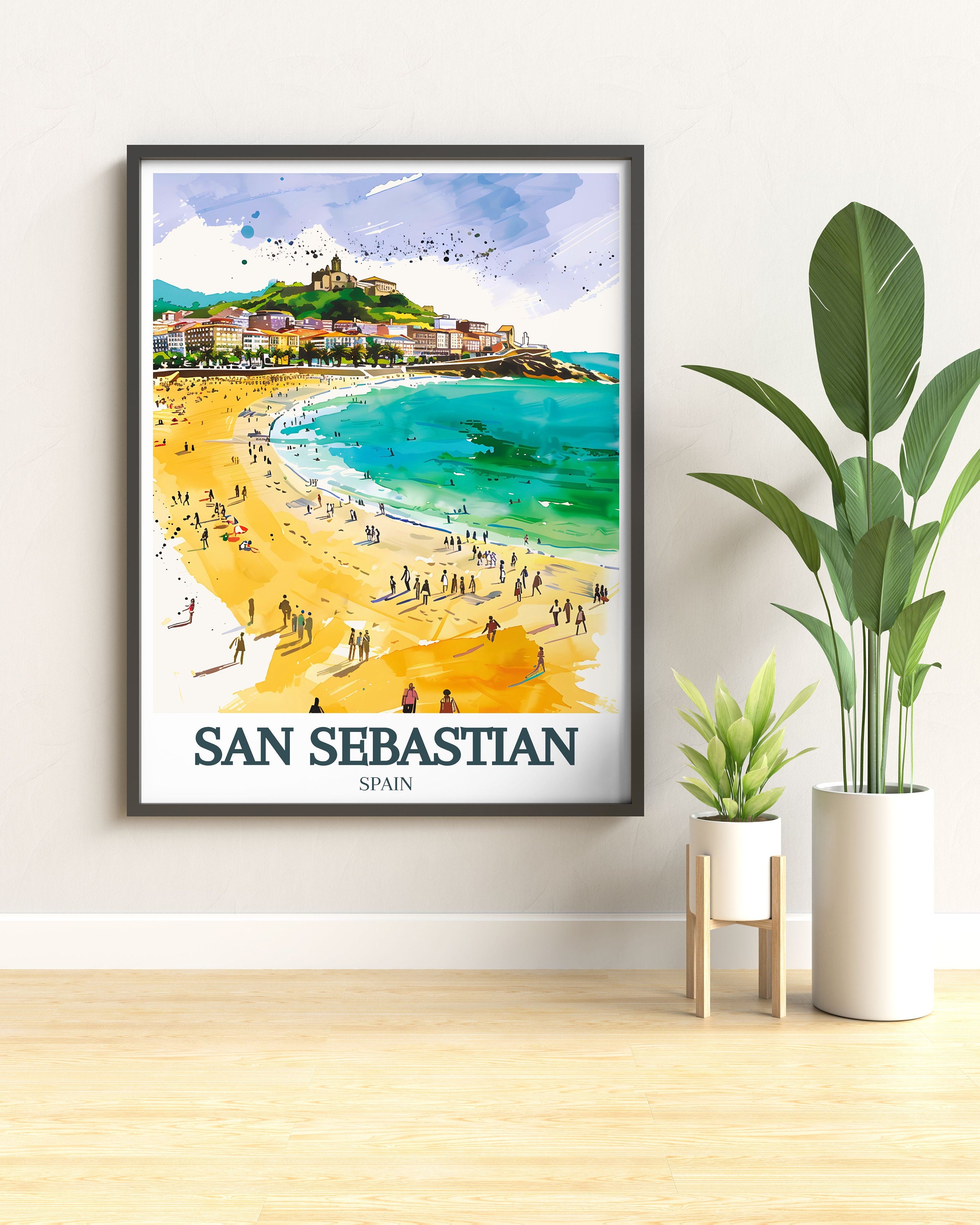 San Sebastian Poster - Framed La Concha Beach Print - Monte Igueldo ...