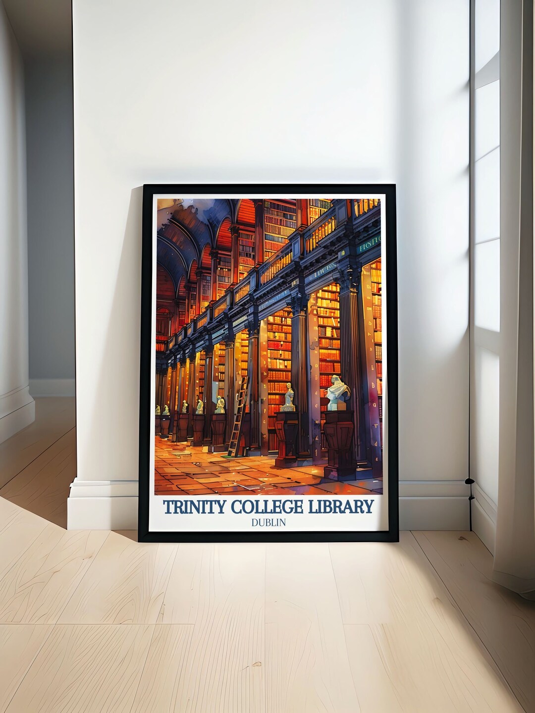Trinity College Library Travel Poster Long Room and Book of Kells ...