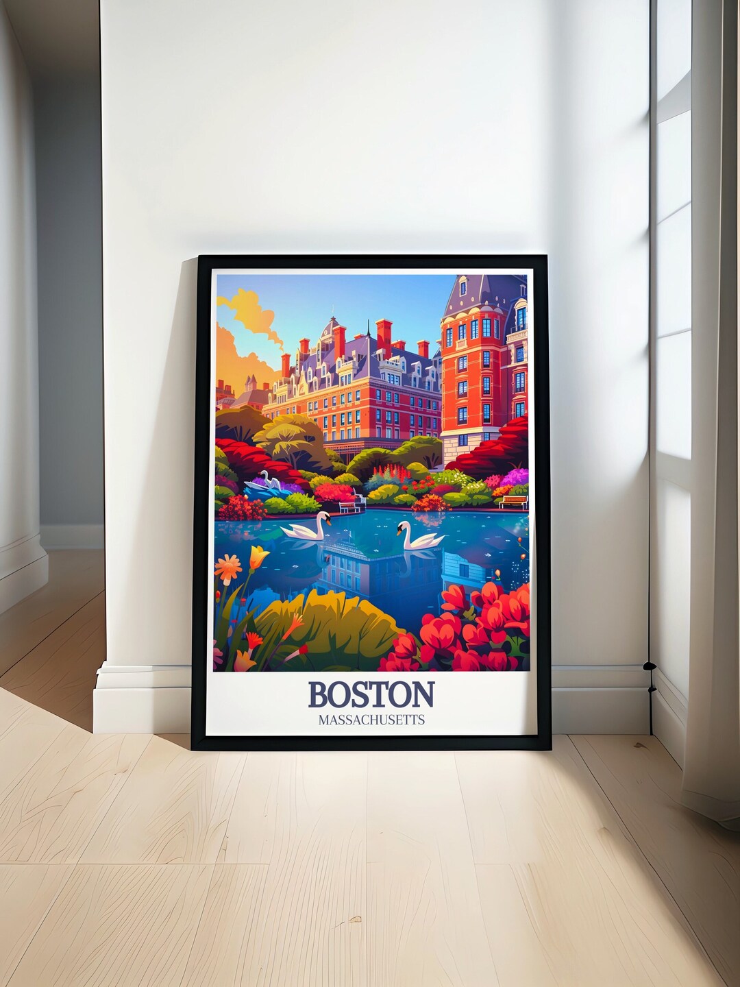Boston Travel Poster - Boston Public Garden Downtown Art Prints ...