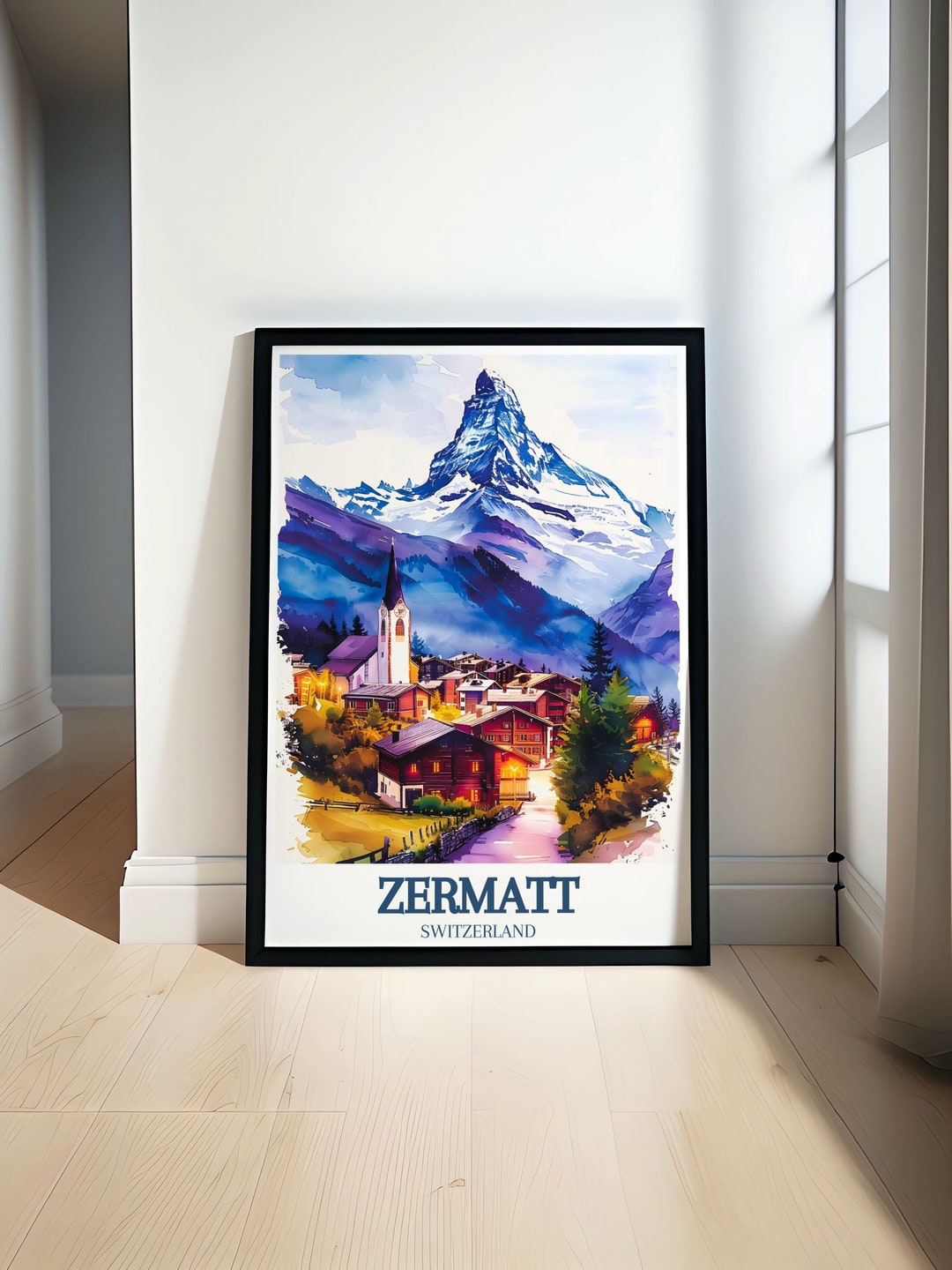 Zermatt Wall Art - Zermatt Village Travel Poster - Switzerland Travel ...