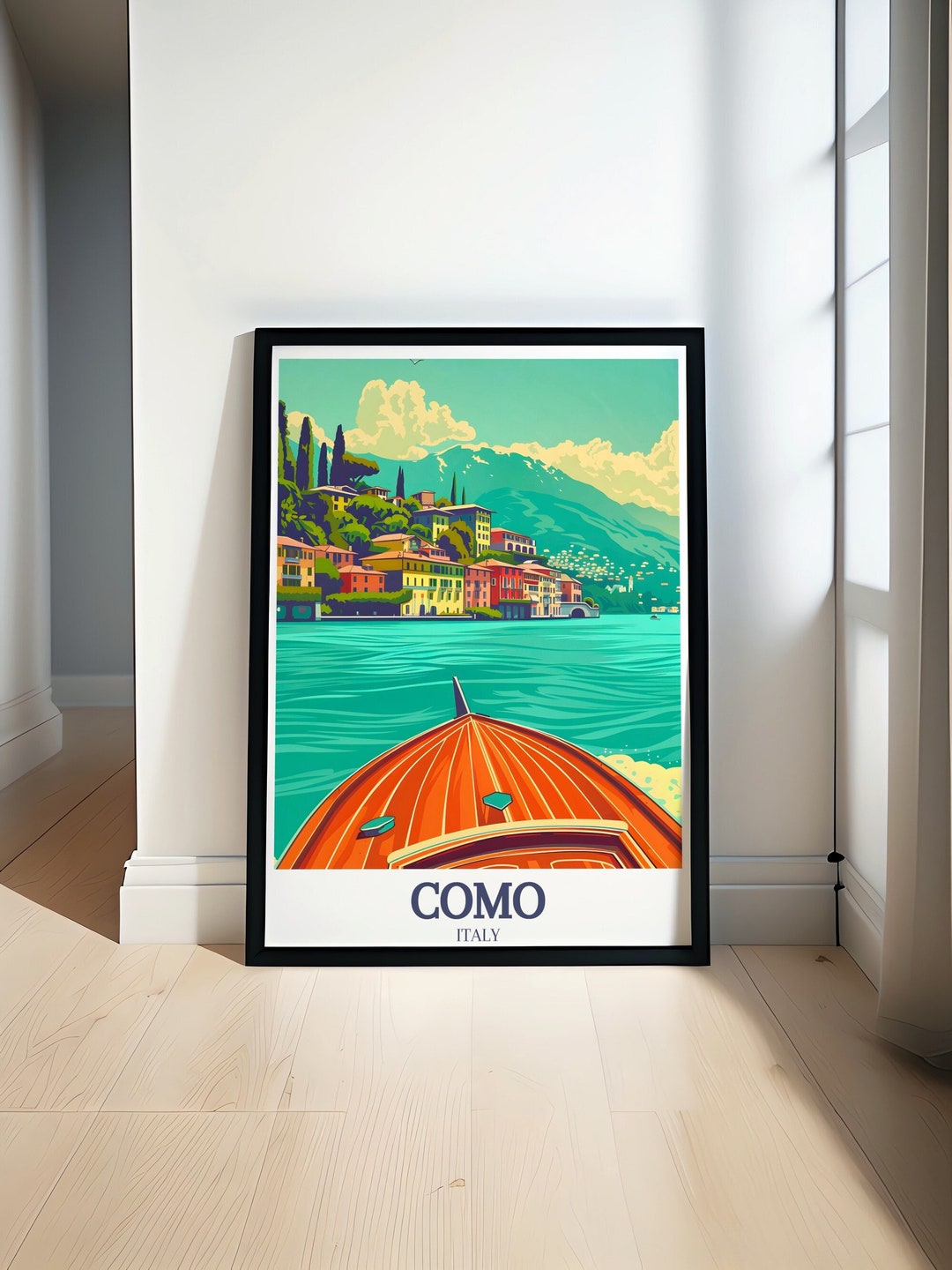 Como Poster - Framed Lake Como Print - Bellagio Village Canvas Print ...
