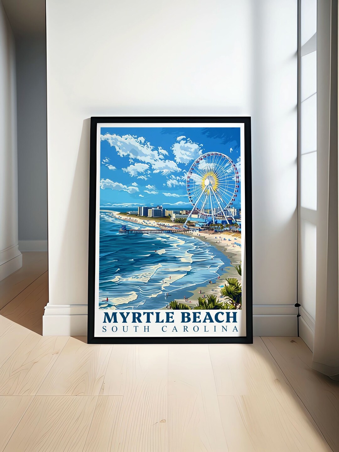 Myrtle Beach Wall Art - Skywheel Art - Myrtle Beach Travel Print ...