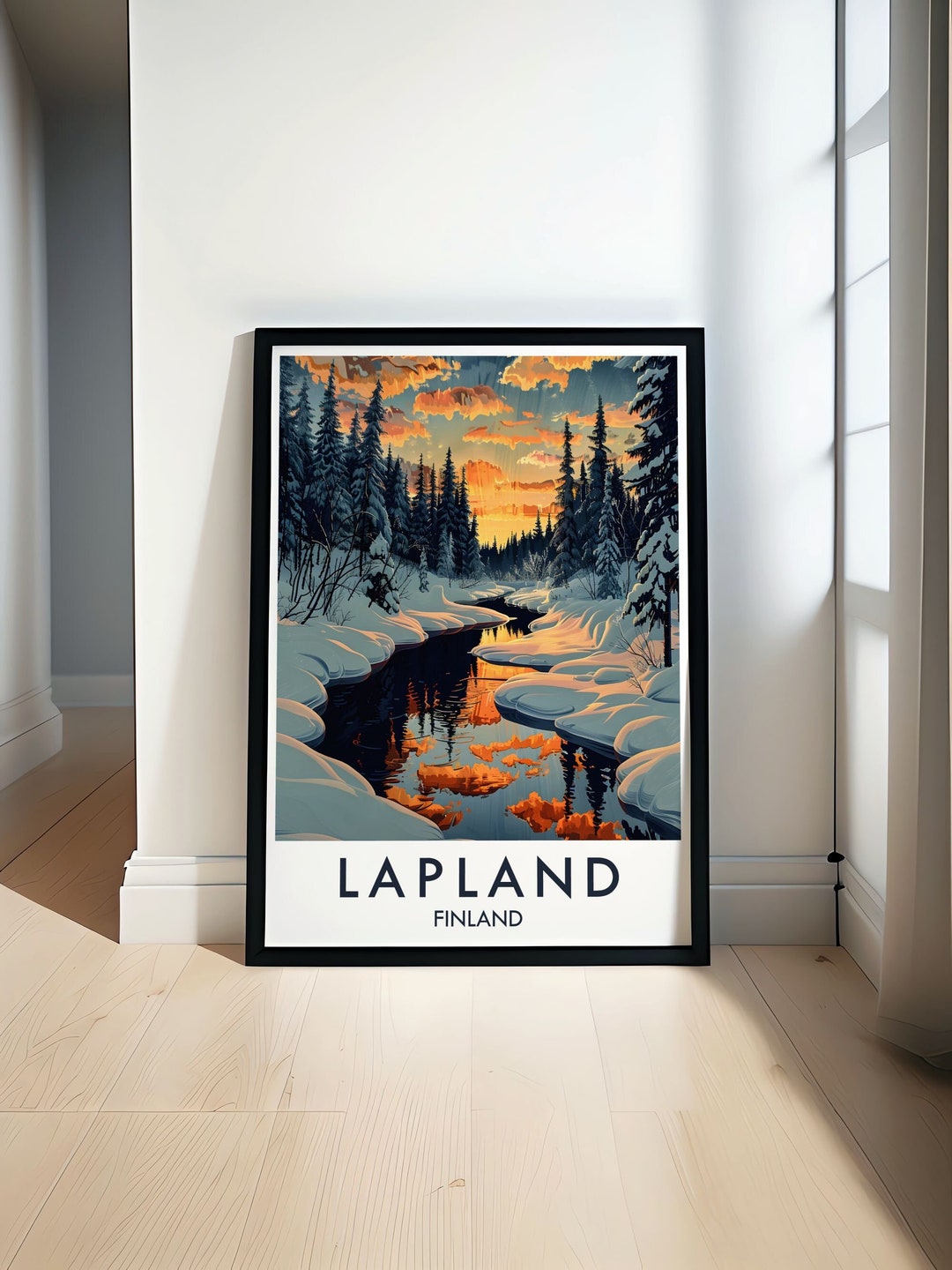 Lapland Poster Ruka Finland Travel Print Arctic Wilderness Decor Ruka ...