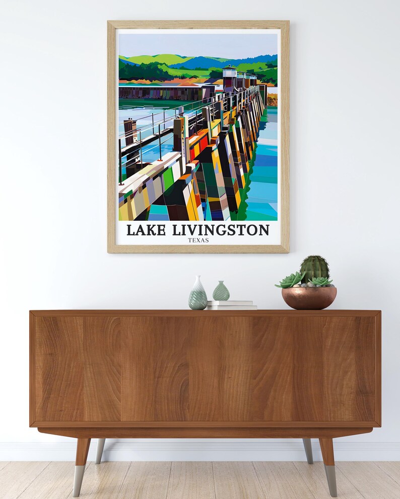 Lake Livingston Travel Poster - Livingston Dam Print - Livingston State ...