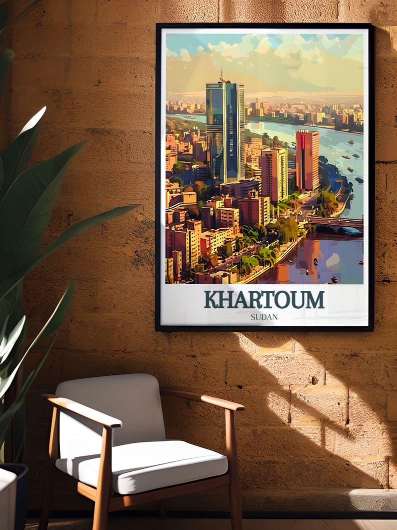 Khartoum Travel Print NTC Tower and Nile River Travel Poster NTC Tower ...